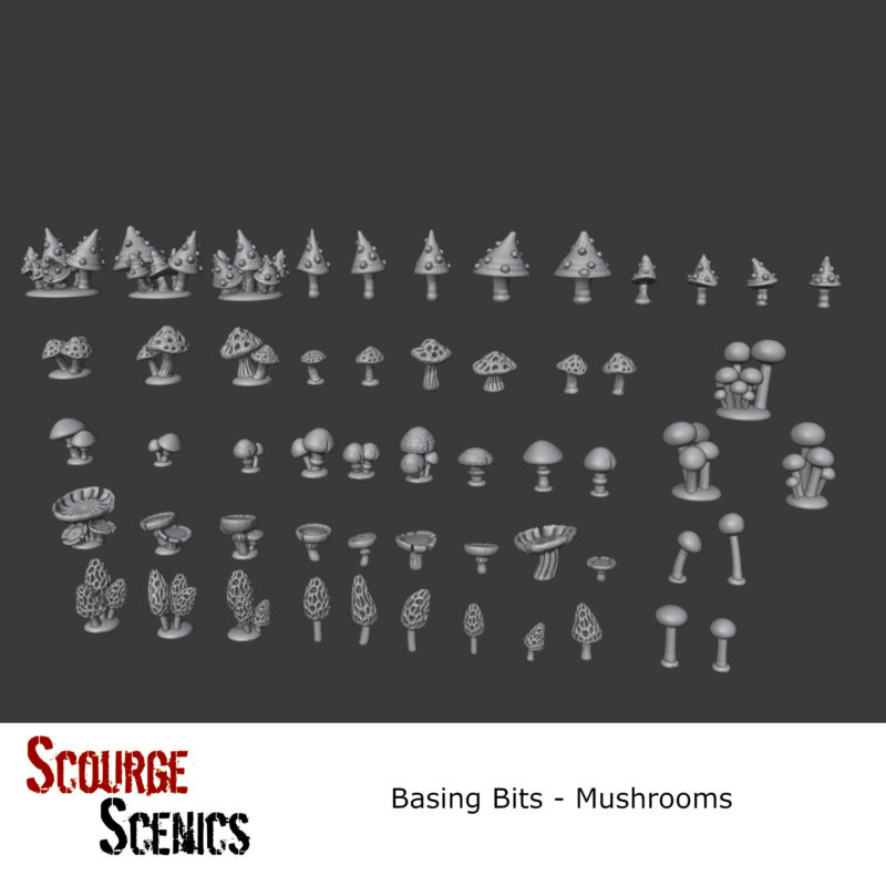 Resin 28mm Mushroom Basing Bits Set of 56 Greebles Scenery Terrain ...